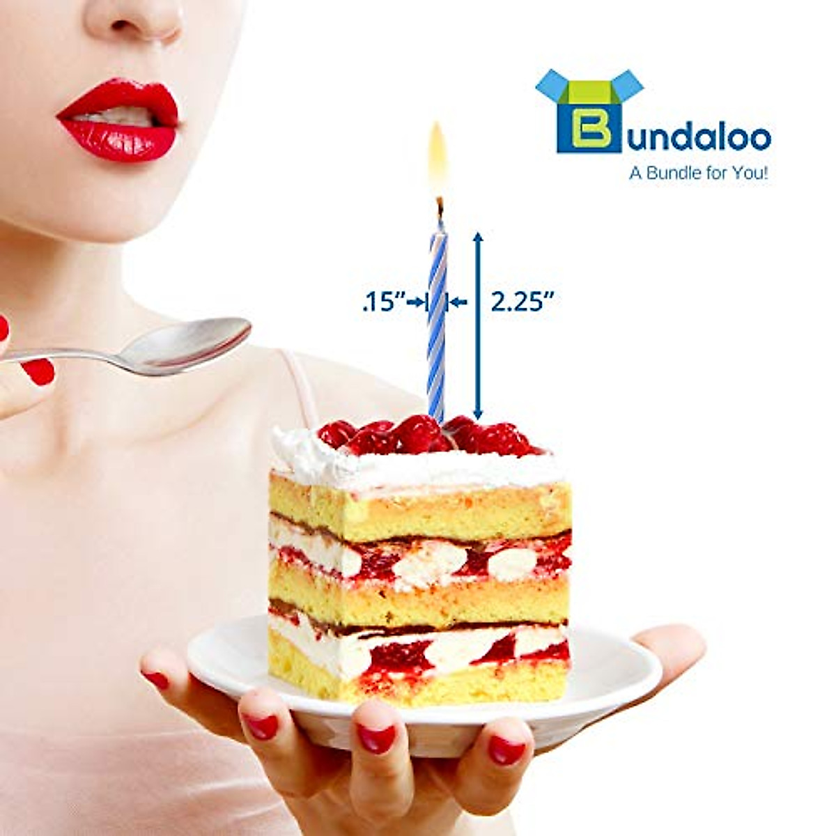 Bundaloo Birthday Candles 72 Pack - Cake Decorations - Colors: Pink, White, Blue, Yellow