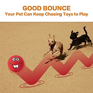 Coricorsu Squeaky Dog Toys Chewing Durable Teething Latex Rubber Soft Interactive Fetch Play Dog Balls with Funny Smile Face for Puppy Small Medium Pet Dog (6PCS)