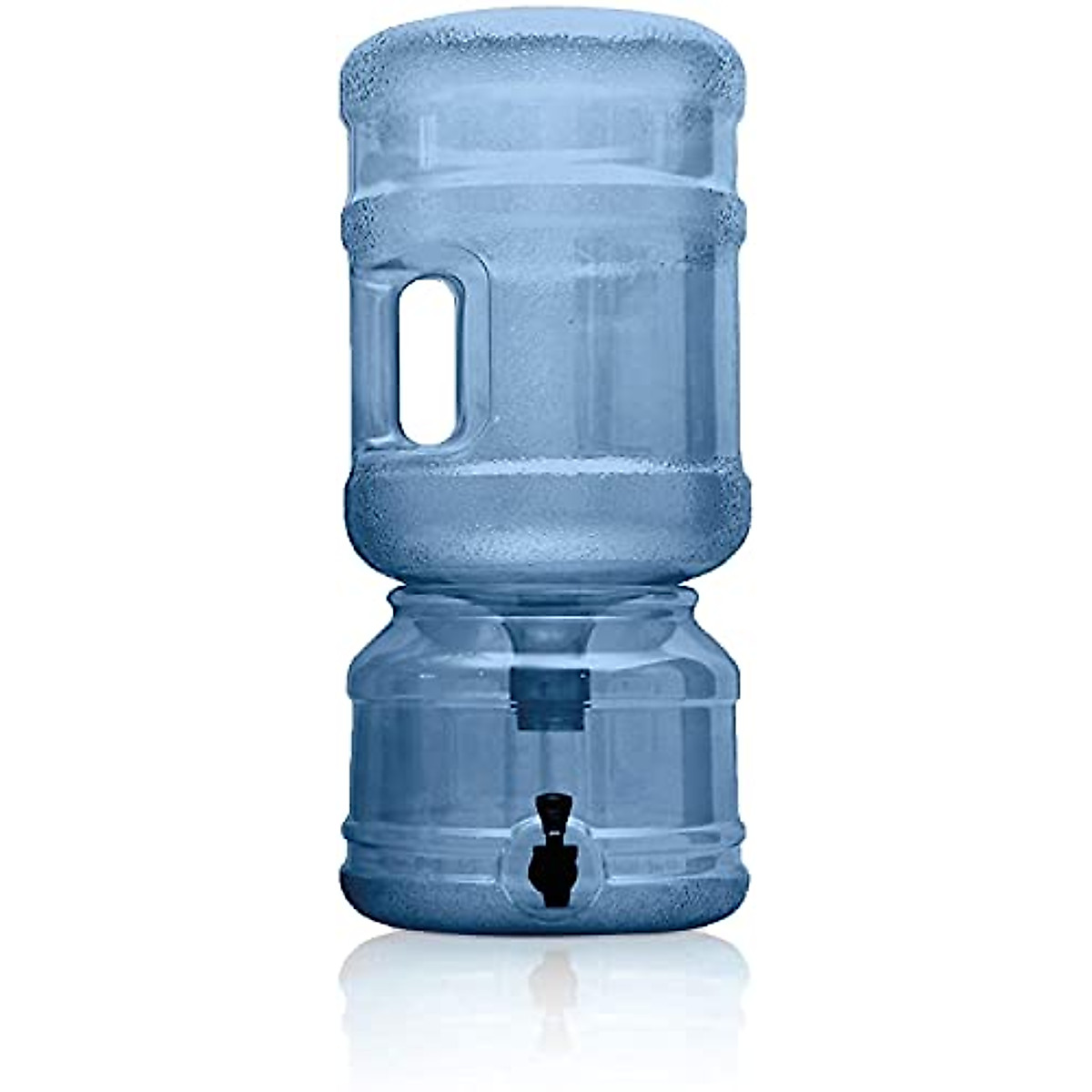 BPA Free Water Dispenser Base with Spigot & 5 Gallon Water Jug Set - Transparent Blue - for Countertops or Stands - Complete Set