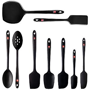 DI ORO 9-Piece Silicone Kitchen Utensil Set - 600°F Heat-Resistant Nonstick Flexible Seamless Silicone Turner Spatulas, Spoons, & Ladle - Nonstick Cookware Safe Tools for Baking & Cooking - BPA Free