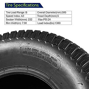 MaxAuto Lawn Mower Turf Tires 13x5-6 Front & 23X9.50-12 Rear 4PR(2 Front tires+2 Rear Tires)