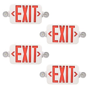 Ciata 4 Pack Emergency Exit Lights with Battery Backup - High Visibility Fire Exit Signs - Universal Emergency Lights for Business or Residential - Rechargeable Exit Sign Battery Included