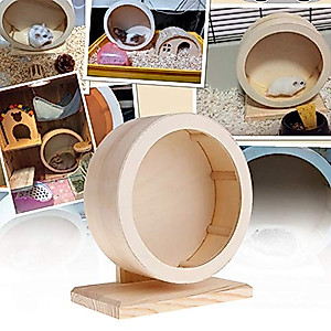 shlutesoy Pet Supplies Animals Toys Wooden Mute Roller Hamster Running Exercise Mouse Sports Wheel Pet Toy Wood Color M