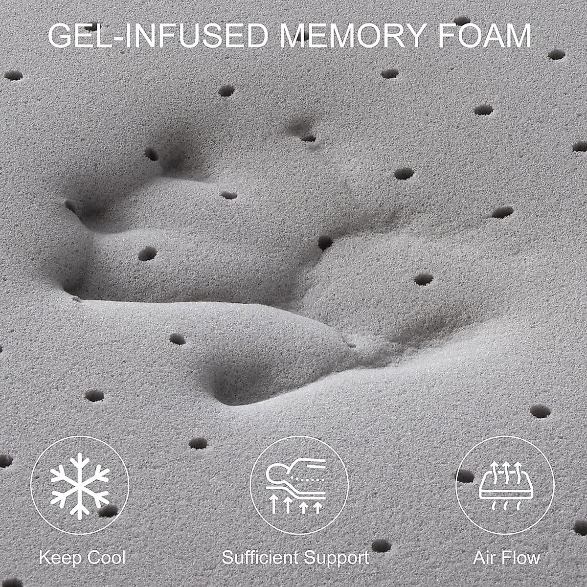 Maxzzz 4 Inch Mattress Topper Full Size, Firm Memory Foam Bed Mattress Topper, Ventilated Mattress Pad CertiPUR-US Certified Plush