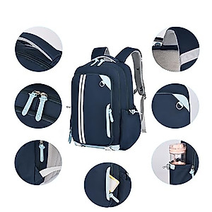 JIHUBEAR Youth Backpack Waterproof with Reflective Strips, Large Capacity, and Comfortable Wear for Students Aged 6-12, Perfect for School, Travel, and Outdoor Adventures Blue