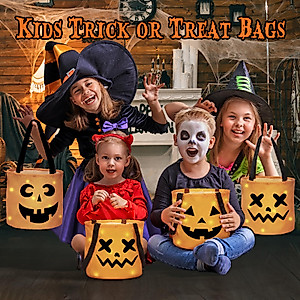 Halloween LED Light Up Trick or Treat Bags, 3 Pcs Halloween Pumpkin Bucket, Multipurpose Portable Collapsible Reusable Candy Bags, Best Halloween Party Favors for Kids.