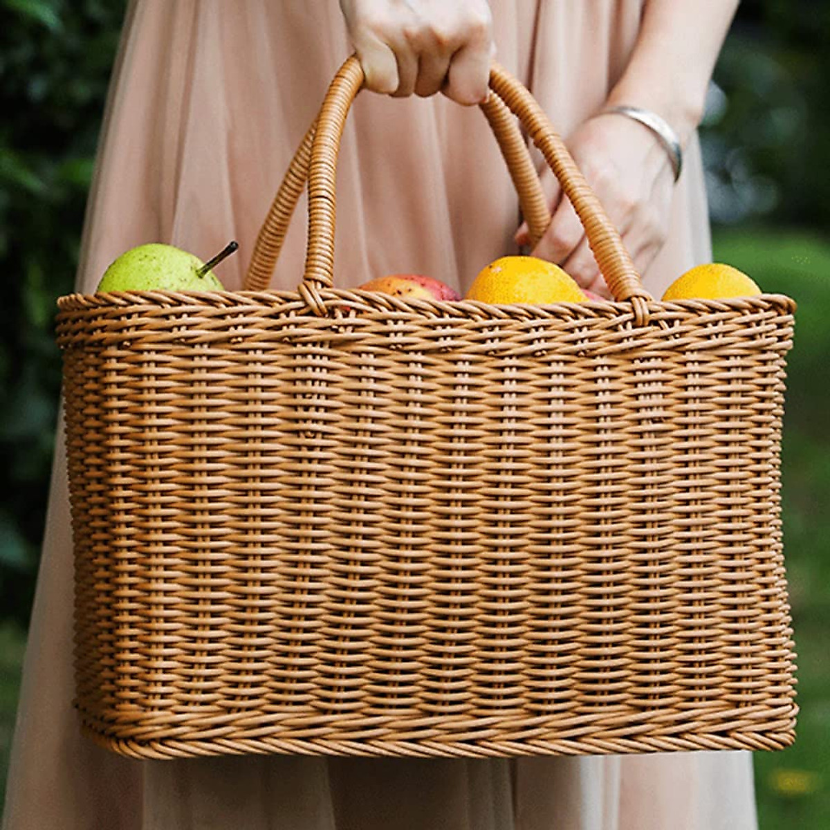 NOLITOY 1pc Woven Basket Market Personalized Easter Basket Boho Style Basket Handbag Woven Storage Basket Handmade Wicker Planter Plant Kits for Kids Wine With Cover Toiletries Boy Plastic