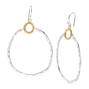 Silpada .925 Sterling Silver & Brass Hoop Earrings for Women, Jewelry Gift Idea, French Wire Back-Findings, Dynamic Duo'