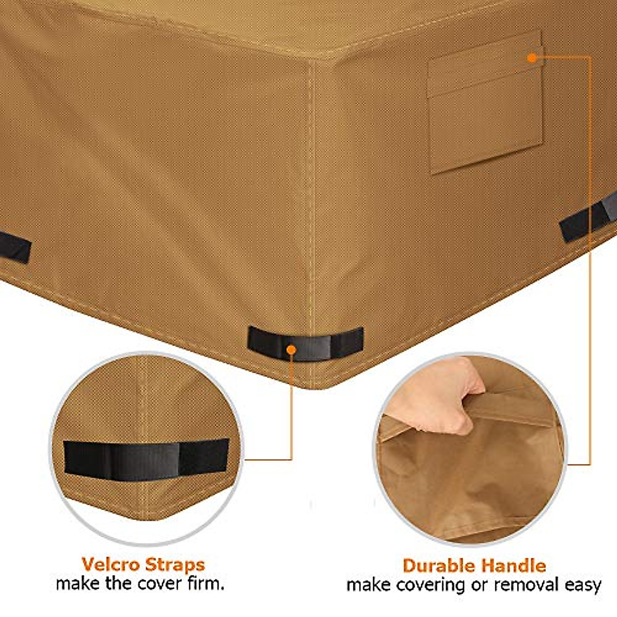 NEXCOVER Square Fire Pit Cover - Waterproof 600D Heavy Duty Cover, Premium Patio Outdoor Cover, 36”L x 36”W x 24”H, Fits for 33 inch, 34 inch, 35 inch, 36 inch Fire Pit / Table, Brown.