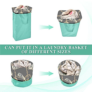 Money Dollar Bills Large Mesh Laundry Bag, Dirty Clothes Organizer with Drawstring Closure Laundry Hamper 24" x 35"