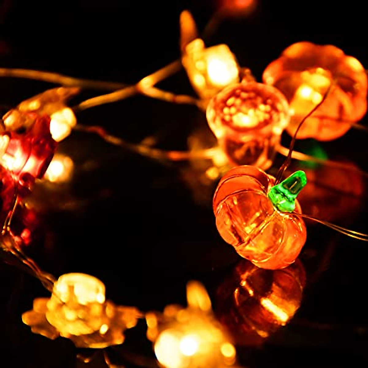 TWONGIFT Autumn LED Solar String Lights Outdoor,40LED Maple Pumpkin Acorn Thanksgiving Decorative Lights Indoor,18ft Fall Garland Solar Turkey Lights for Halloween,Garden,Mantel,Kitchen(8 Modes)