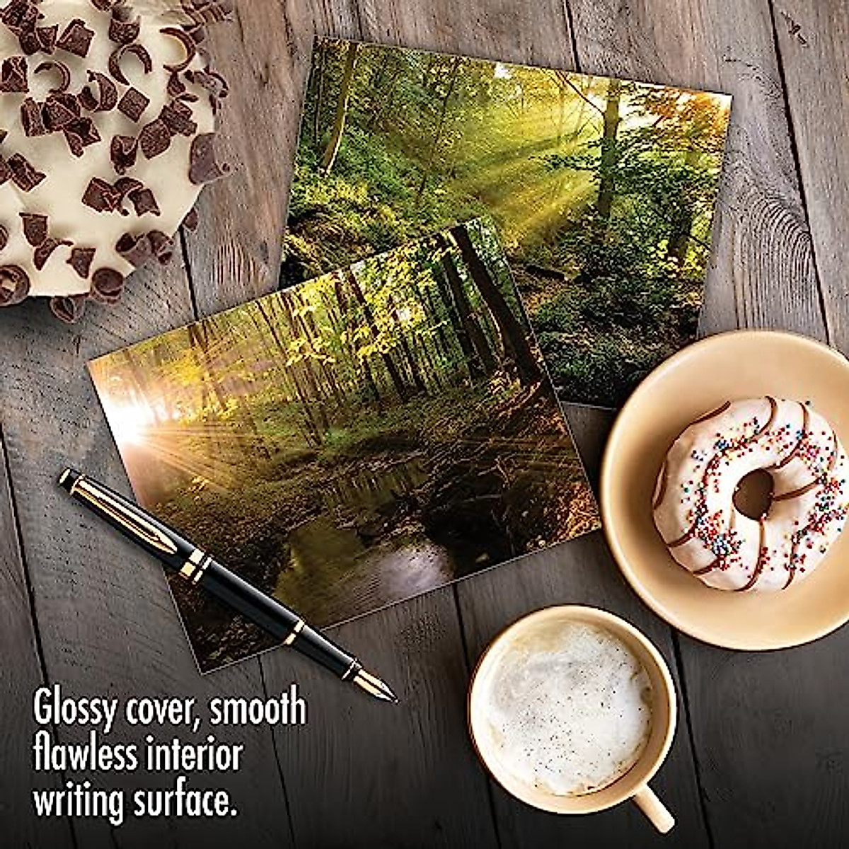 The Best Card Company - 20 Landscape Nature Note Cards Blank (4 x 5.12 Inch) (10 Designs, 2 Each) - Shining Through AM1735OCB-B2x10