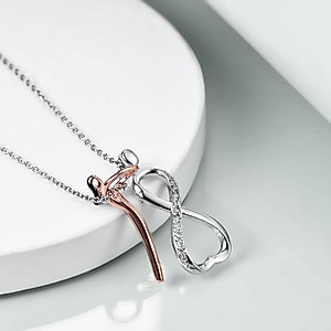YFN Couple Hug Necklace Sterling Silver Anniversary Pendant Couple Jewelry Anniversary Valentines Day Birthday Gifts for Her Women Men