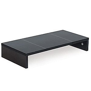 TEAMIX 20 inch Monitor Stand Riser, Wood Monitor Stand for Desk, TV/Screen/PC/Printer/Laptop Riser, Computer Stand with Keyboard Organizer, Black Desktop Stand, Monitor Riser (Black, 20 inch)