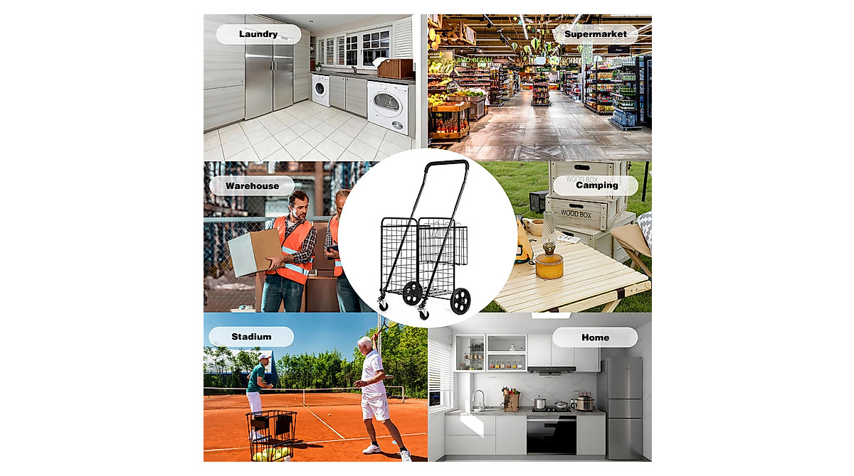 MARSTAR Folding Shopping Cart - Compact, Lightweight & Easy to Use
