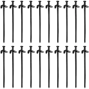 SEHOI 20 Pack 12 Inches Tent Stakes, Heavy Duty Steel Solid Tent Stakes Pegs, Multiuse Tarp Pegs Camping Stakes for Outdoor Camping Canopy and Tarp, Black