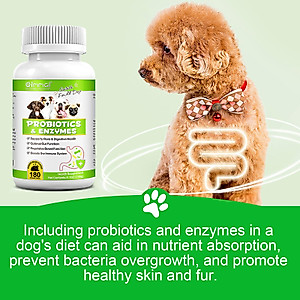 Probiotics for Dogs, 180 Chews Dog Probiotics and Digestive Enzymes, Promotes Gut Health, Dog Probiotics for Bowel Support, Immunity Health