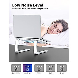 ERGOPOLLO Laptop Cooling Pad with Ultra Quiet Fans and 4 Port 3.0 USB Hubs Fast Output, Laptop Cooler Prevent CPU Overheating, Ergonomic Sturdy Stand Support 10-17.3” for Gaming Notebook, Sliver