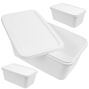 MAGICLULU 3pcs Ice Cream Box Ice Cream Holder Dessert Storage Tubs Ice Cream Accessories Fruit Containers with Lids Containers for Fruit Soup Freezer Organizer White Household Pp