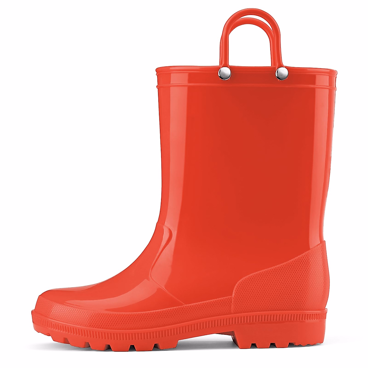 HISEA Kids Rain Boots for Toddler Boys Girls, Waterproof Rubber Boots with Easy-On Handles, Seamless PVC Rainboots Lightweight Mud Shoes for Water Beach Outdoor Playing, Size 6T Red
