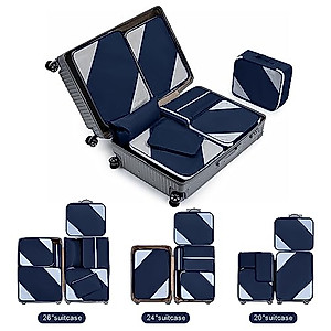 Easortm Packing Cubes for Carry on Suitcase 9 Set, Travel Packing Organizers Durable Luggage Bags for Travel, Suitcase Organizer Bags Set for Man & Women.(Navy Blue)