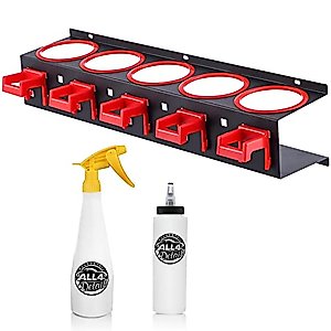 ALL4DETAIL Spray Bottle Holder, Multifunctional Spray Bottle Rack Car Beauty Shop Accessory Display with 5 Plastic Hanging Hooks - Plastic Spray Bottle - Squeeze Bottle