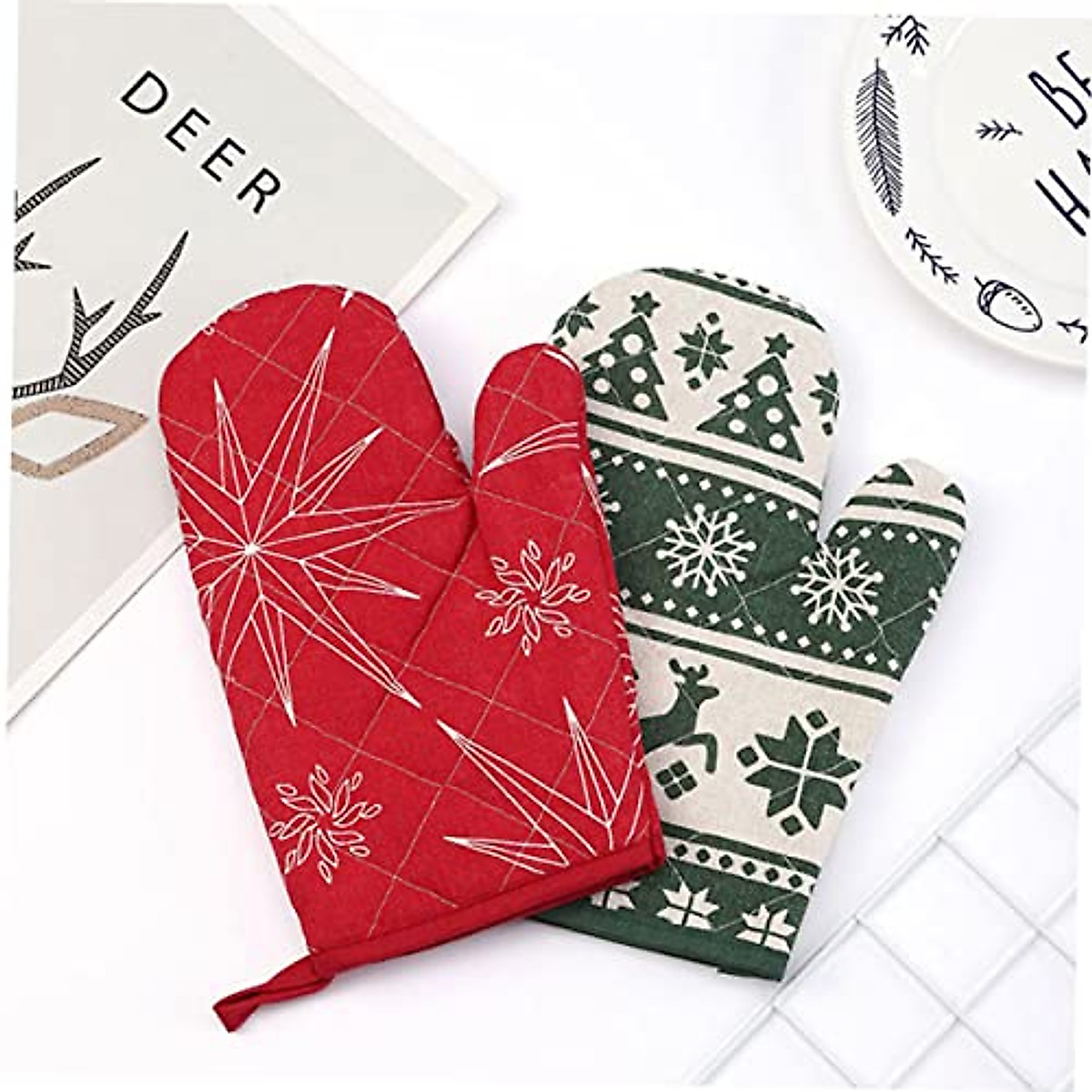 Didiseaon 4 Sets Gloves Set Mitts mitt for Oven Kitchen Counter mat Pot Holders Silicone BBQ Grill Gloves red Suit Microwave Oven Mitt Baking Mitt Mitt Grill Rack Mittens