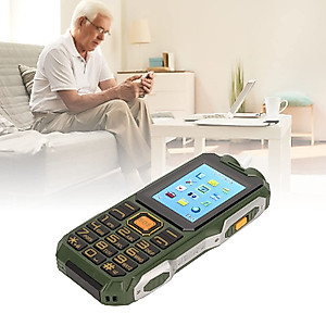 TUORE Large Button Elderly Mobile Phone, 1.3MP ABS Senior Mobile Phone SOS Function 2G Calculator for Outdoor (Green)