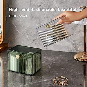 BEENIFIC Qtip Holder Dispenser,Cotton Round Pad Holder Bathroom Canister,Apothecary Jars with Lids Cotton Swab and Ball Holder (Transparent black)