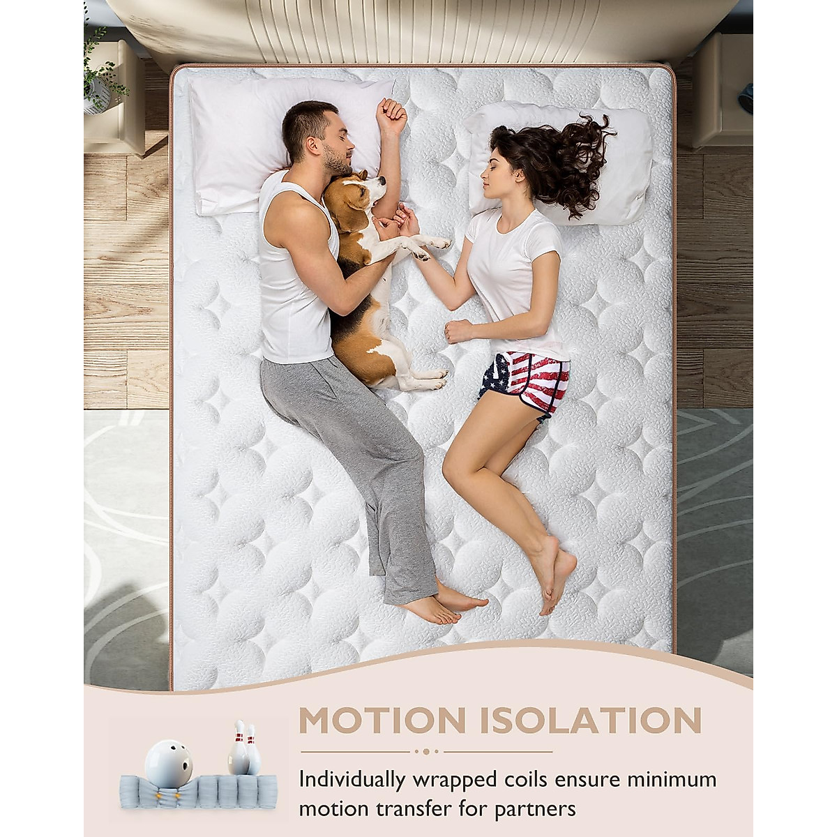 BedStory Full Mattress - 14 Inch Hybrid Mattress in a Box - Individually Wrapped Coils for Pressure Relief and Motion Isolation