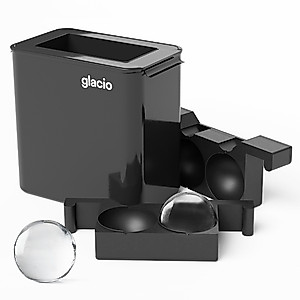 glacio Clear Ice Ball Maker - Crystal Clear 2.4-Inch Ice Spheres - Perfect for Whiskey Enthusiasts and Cocktail Aficionados