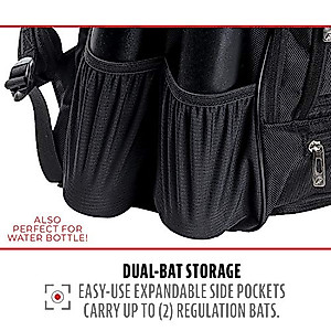 Franklin Sports Fastpitch Softball Bat Bag - USA Traveler Elite Bat Backpack - Girls + Women's Equipment Batpack - Fits Helmets, Cleats + (2) Bats - Black