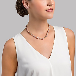 The Pearl Source 14K Gold 7-8mm AAAA Quality Multicolor Freshwater Cultured Pearl Necklace for Women in 18" Princess Length