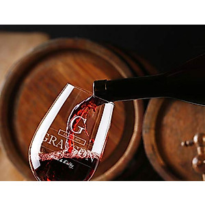 Personalized Wedding Wine Glass, Premium 21oz Stemless Wine Glass Laser Engraved with your Wedding or Anniversary Information! Customized Gifts for Women Anniversary Gifts or Couples Gifts