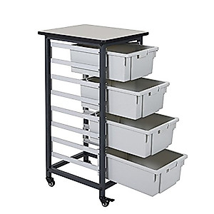 LUXOR MBS-SR-4L Mobile Bin System - Single Row Gray 20 L x 17 125 W x 37 5 H
