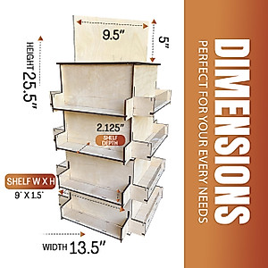 4-Sided Rotating Display Stand - Craft Shows, Trade Shows, Markets - Small & Medium-Sized Items like Stickers, Postcards, Coasters, Note Pads, Napkins - Heavy-Duty, Easy to Assemble (Natural)…