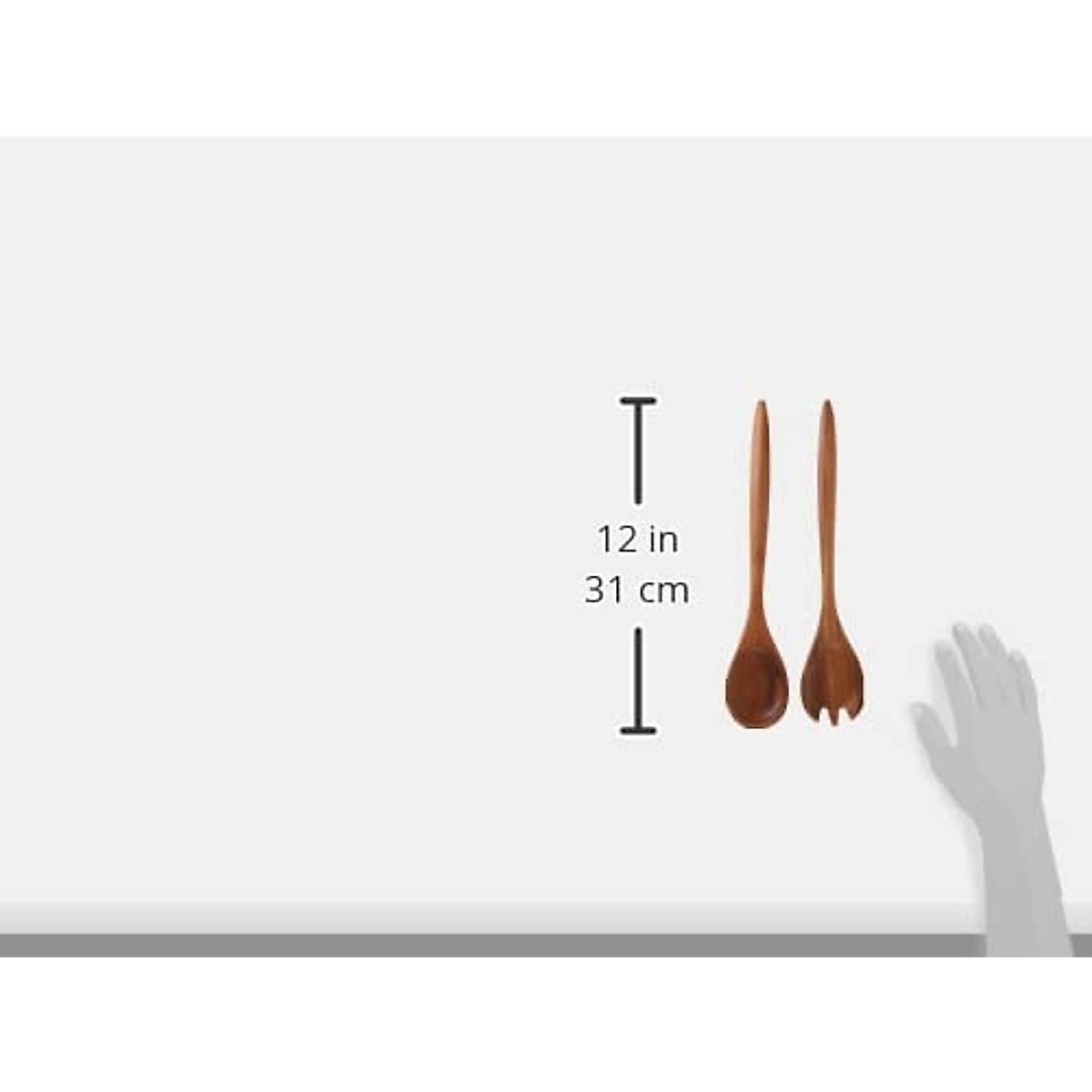 Lipper International Acacia Oblong Salad Servers, 12" Long, One Pair