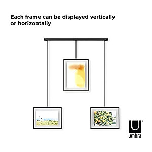 Umbra Exhibit Picture Frame Gallery Set, Adjustable Wall Collage Displays Three 8x10" Photos, Set of 3 Large, Black