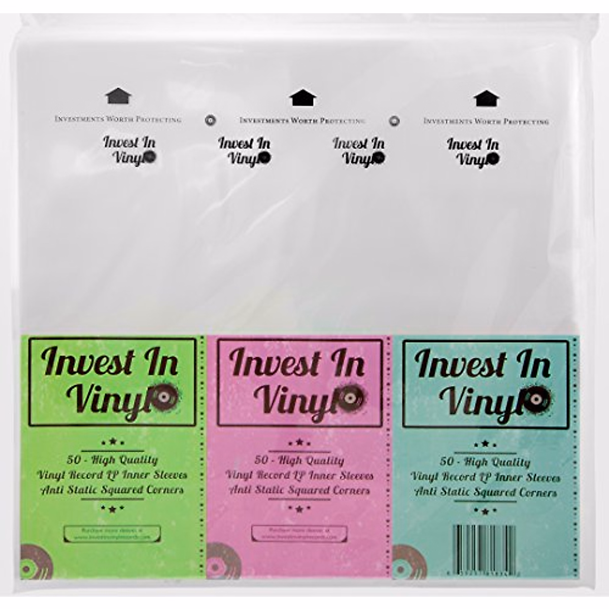 50 LP Inner Sleeves Anti Static Square Vinyl Record Sleeves 33 RPM 12" Provide Your LP Collection with The Proper Protection - Invest In Vinyl