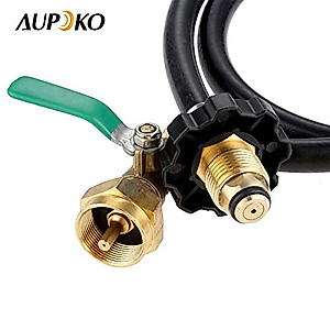 Aupoko Propane Refill Adapter Hose, 36’’ Propane Refill Hose with POL Type 1LB Tank Bottle Adapter, and ON/Off Control Valve, 350PSI Rated High Pressure Propane Extension Hose