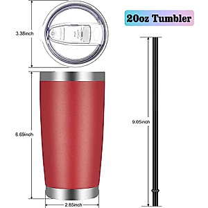 VEGOND 20oz Tumbler with Lid and Straw Stainless Steel Tumbler Cup Vacuum Insulated Double Wall Travel Coffee Mug Powder Coated Coffee Cup(Powder Red 1 Pack)