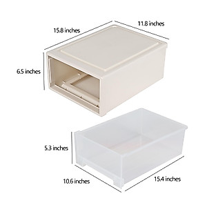 Aninhao 4 Packs 18 Quart Stackable Plastic Storage Drawers for Organizing