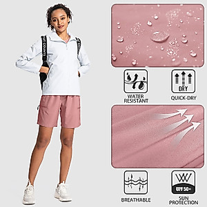 SANTINY Women's Hiking Cargo Shorts Quick Dry Lightweight Summer Shorts for Women Travel Athletic Golf with Zipper Pockets(Dusty Pink_M)