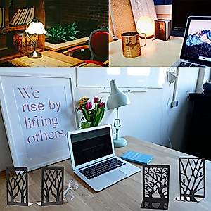 Book Ends Metal Bookends for Shelves, Decorative Bookends for Office School Home, Black Heavy Duty Bookends Abstract Art Design Bookshelf, 3 Pairs, 6 Pieces