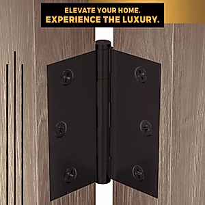 Finsbury Hardware Heavy Duty Door Hinge Bronze Ball Bearing 3.5 x 3.5 Inch Solid Brass Heavy Duty with Decorative Screw-on Tips Included - Set of 2 Hinges (Oil-Rubbed Bronze)