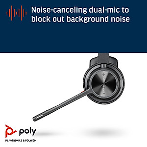 Poly - Voyager 4310 UC Wireless Headset (Plantronics) - Single-Ear Headset with Boom Mic - Connect to PC/Mac via USB-A Bluetooth Adapter, Cell Phone via Bluetooth - Works with Teams, Zoom & More,Black