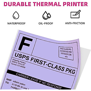 Phomemo 4x6 Thermal Labels for Shipping Label Printer - 500PCS Purple Mailing Labels - 4x6 Direct Thermal Labels Fanfold Compatible with Rollo,MUNBYN,iDPRT,JADENS,POLONO - Water/Oilproof - NO BPA/BPS