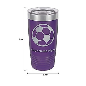 LaserGram 20oz Vacuum Insulated Tumbler Mug, Soccer Ball, Personalized Engraving Included (Dark Purple)