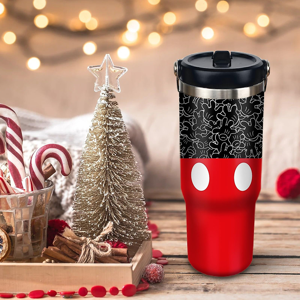 thmasamwr Cute Mouse Tumbler with Lid and Straw, Stainless Steel 30oz Tumbler with Handle, Cartoon Mouse Gifts Coffee Mug Water Bottle Cups for Women and Girls