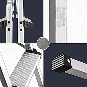 PENGJIE Folding Ladder Step Stool Ladder Stool 4 Step Folding Aluminum Heavy Duty Steel Portable Anti Slip Mat Tread Compact 150 Kg Capacity